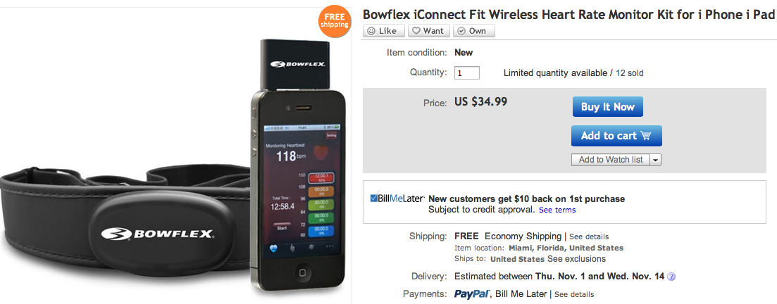 Bowflex iConnect Fit Wireless Heart Rate Monitor Kit for iPhone & iPad