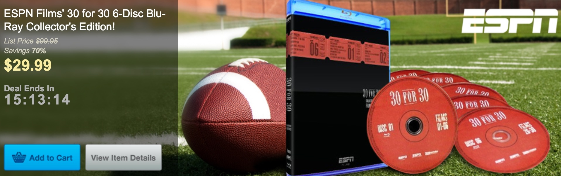 ESPN Films' 30 for 30 6-Disc Blu-Ray Collector's Edition $29 (Reg. $99)