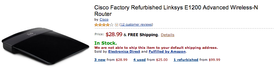 Cisco Linksys E1200 Advanced Wireless-N router refurb: $29 shipped (Reg ...