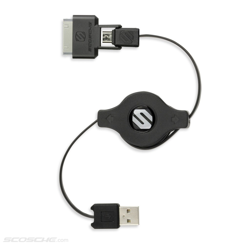 Scosche Retractable Charge & Sync Adapter Cable for iPhone, iPad ...