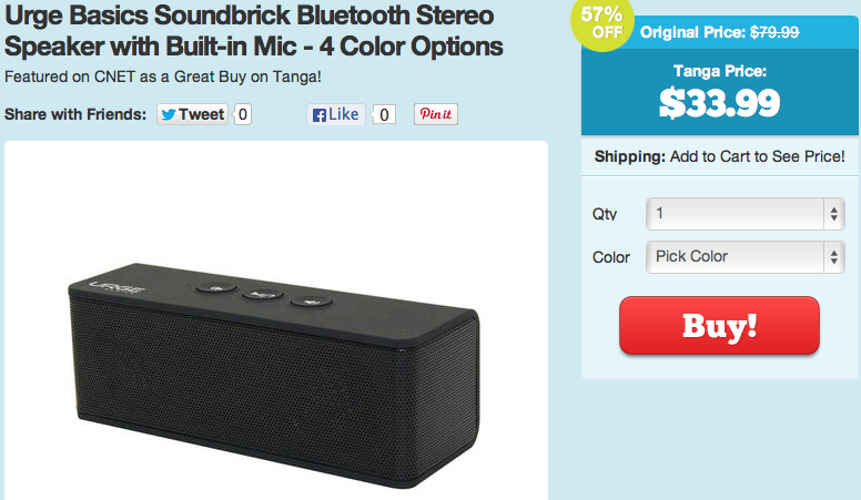 Urge Basics Soundbrick Bluetooth Stereo Speaker with built-in mic ...