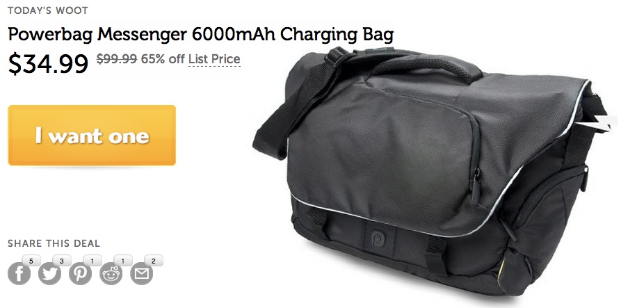Powerbag Instant Messenger Bag with Built-in Charging System and ...