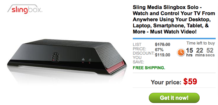 Slingbox SOLO: stream live TV to your iPhone/iPad (Refurb.) $59 shipped