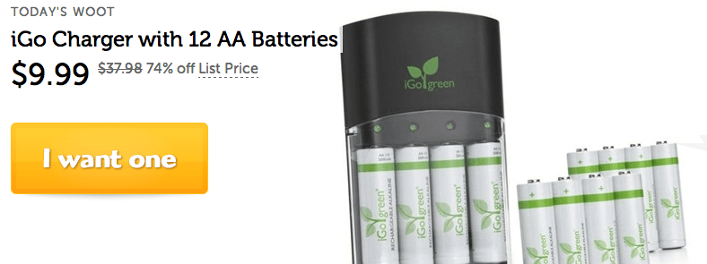 iGo Charger with 12 AA Rechargeable Alkaline Batteries $10 + $5 flat ...