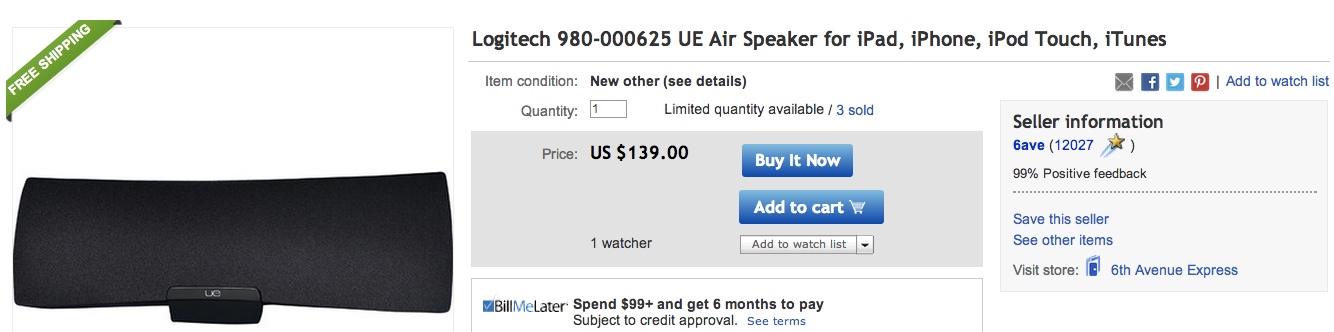 Logitech UE Air Speaker for iPad, iPhone, and iPod Touch with AirPlay ...