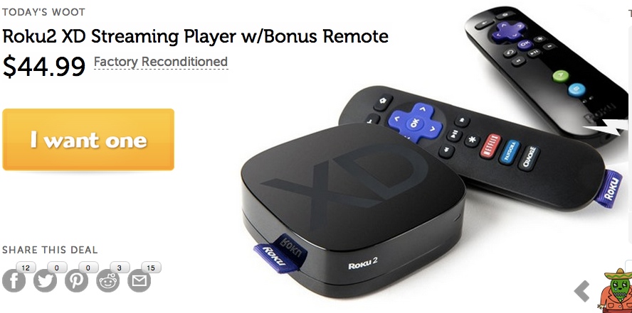 Roku 2 XD Streaming Media Player Refurb with Bonus Enhanced Game Remote ...