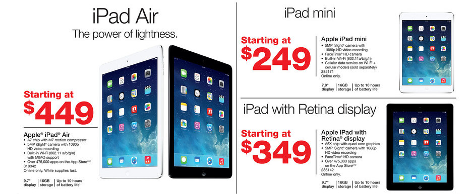 Staples Black Friday Week Up To $150 Off iPad: Air $449, mini $249 ...