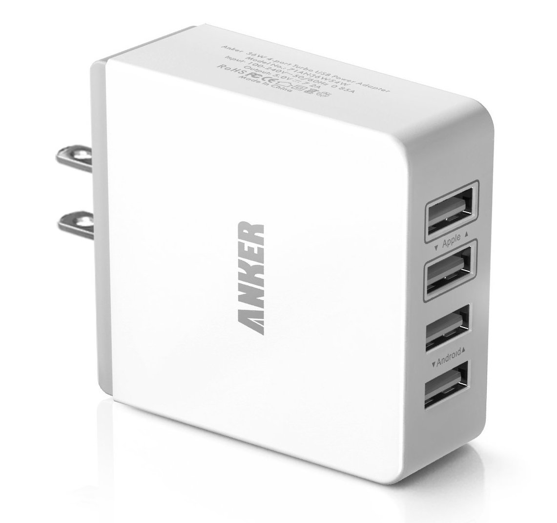 Anker 36W/7.2A 4-Port Compact USB Wall Charger $26 shipped (w/Prime)