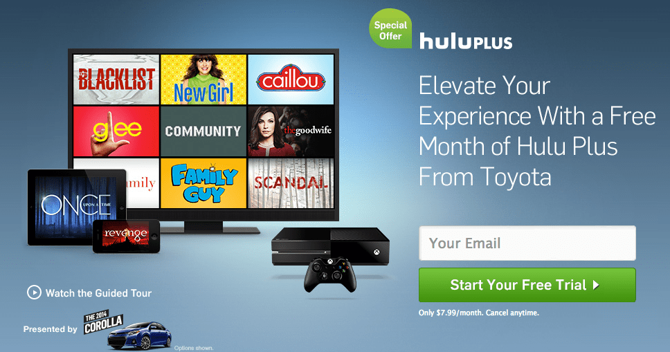 Free month of Hulu Plus for existing subscribers, 2 months for new accounts