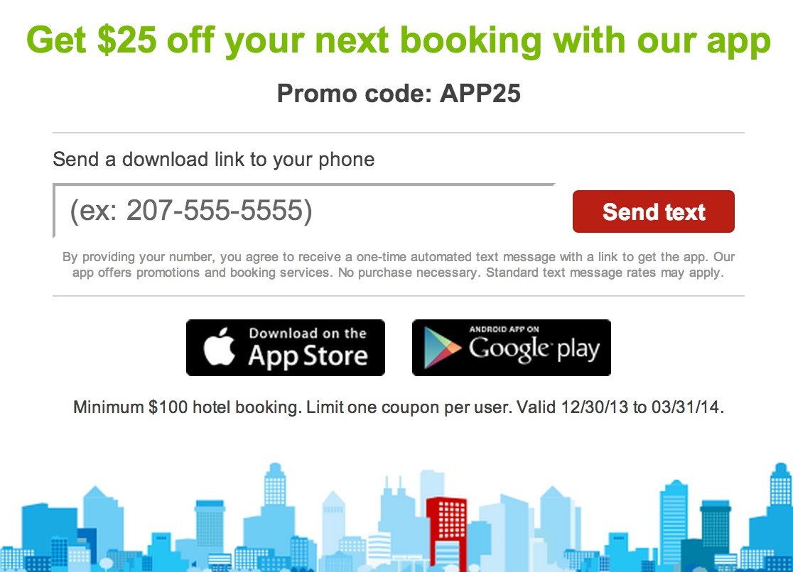 $25 off Your next Hotel Booking with iOS or Android FREE App Download
