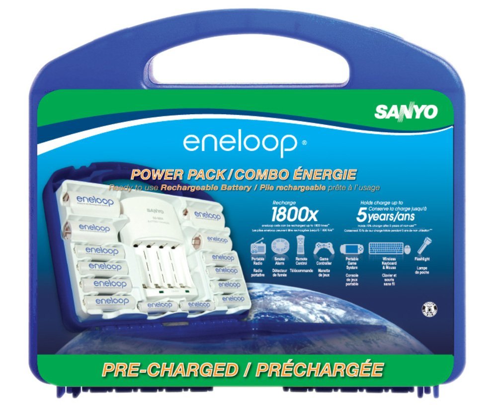 eneloop rechargeable Power Pack with batteries, a charger, carrying ...