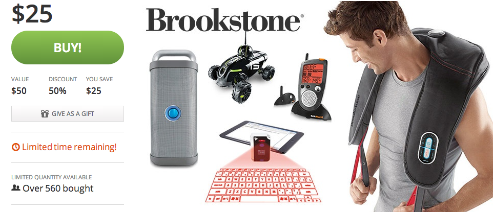 $50 of Brookstone credit for $25 (online and in-store)