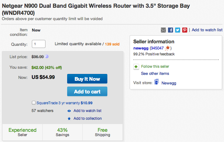 Netgear Centria N900 Dual-Band Gigabit wireless router w/ 3.5-inch ...