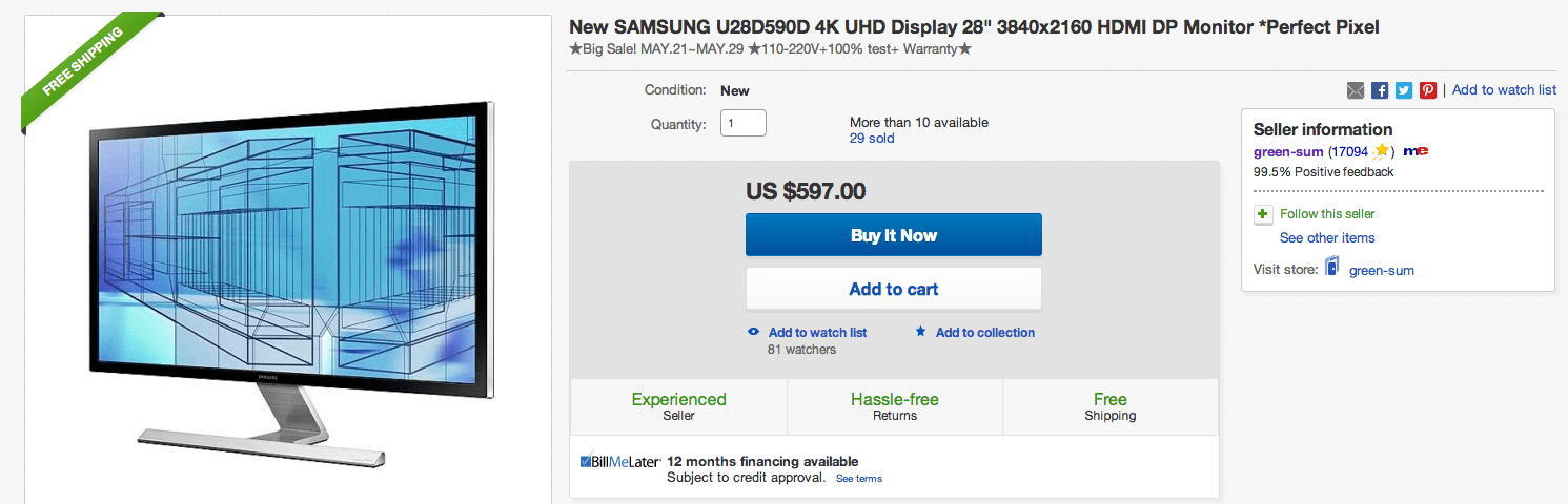 Samsung 28-inch 4K UHD LED 60Hz Monitor $597 shipped (Reg. $700)