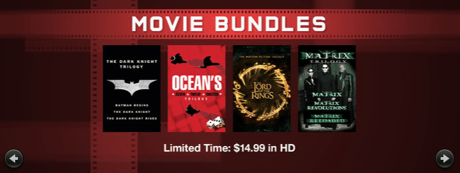Media: dozens of Blu-ray movies $5 each, iTunes HD movie bundles $15 ...