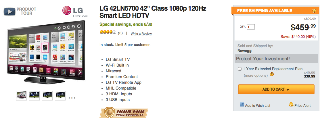 HDTVs: Samsung 32-inch 1080p $250 shipped (orig. $480), LG 42-inch ...