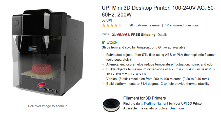 3D Printers: UP! Mini 3D $600 shipped (Reg. $900+), more