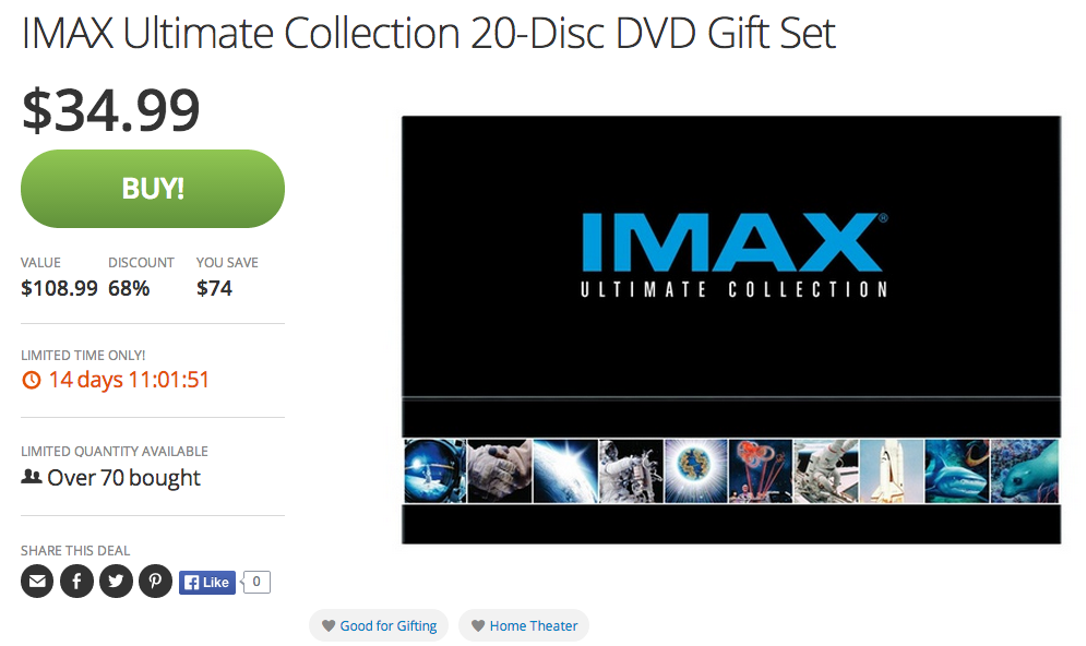 Media: IMAX Ultimate Collection (20 discs) on DVD $35, Gaslight Anthem ...