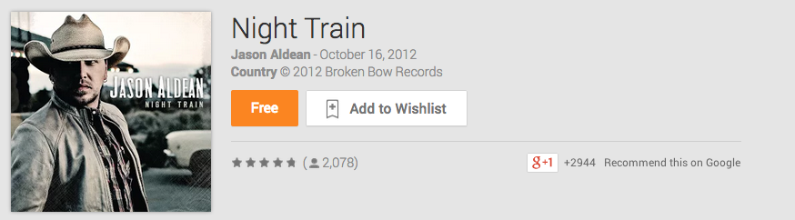 Download a copy of Jason Aldean's "Night Train" album for free (~$10 value)