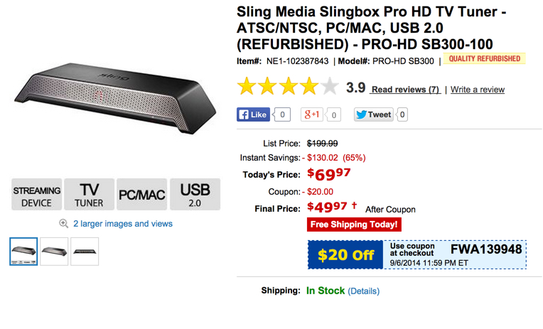 Slingbox Pro HD TV Streamer refurb $50 shipped (Orig. $200)