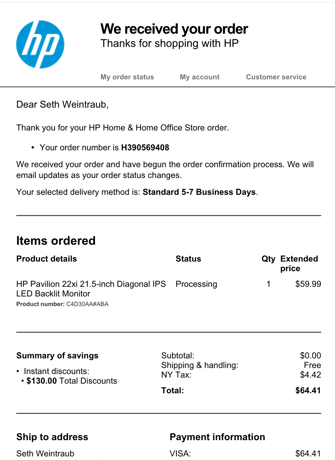 HP Pavilion 22" 1080P IPS display with HDMI input, thin profile: $60 ...