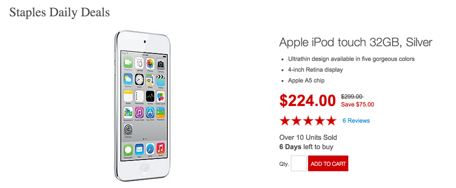 Apple iPod touch 32GB in space gray or silver $224 shipped (Reg. $299)