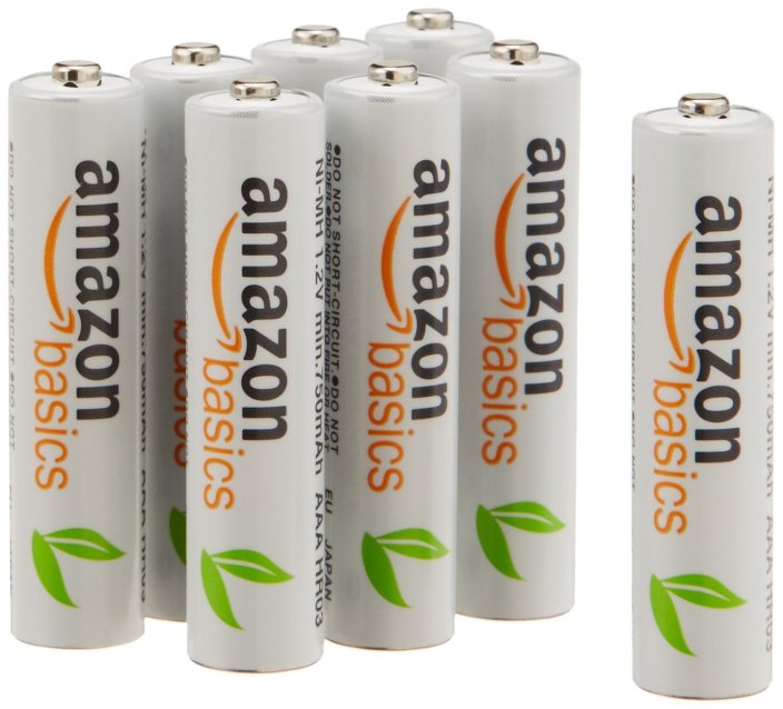 AmazonBasics AAA 8-Pack Ni-MH Rechargeable Batteries (1000 Cycle/800mAh ...