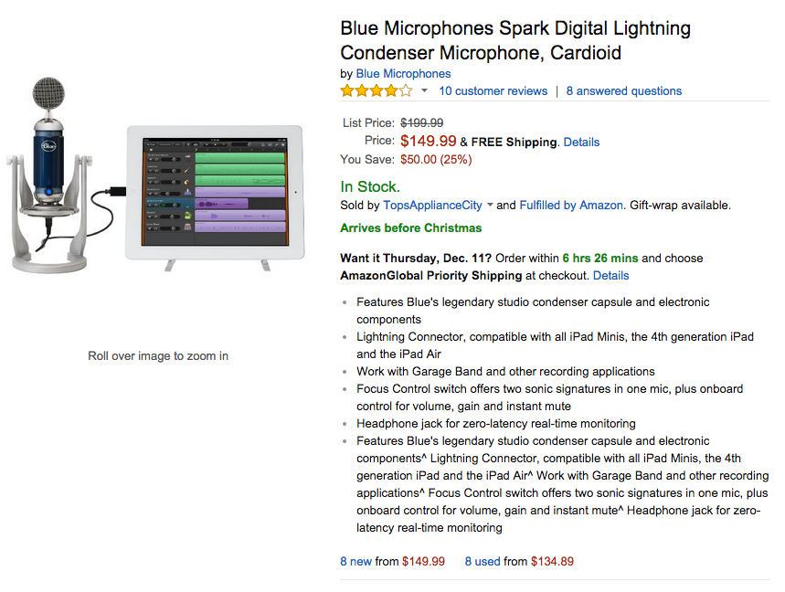 Blue Microphones Spark USB/Lightning Mic for Mac/iOS $129 shipped (Reg ...
