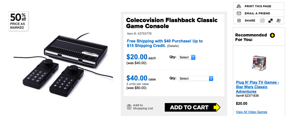 Colecovision Flashback Classic Game Console w/ 62 built-in games $20 ...
