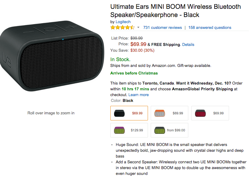 Bluetooth speakers: UE MINI BOOM $70, BOOM $170, JBL Charge 2 $130 ...
