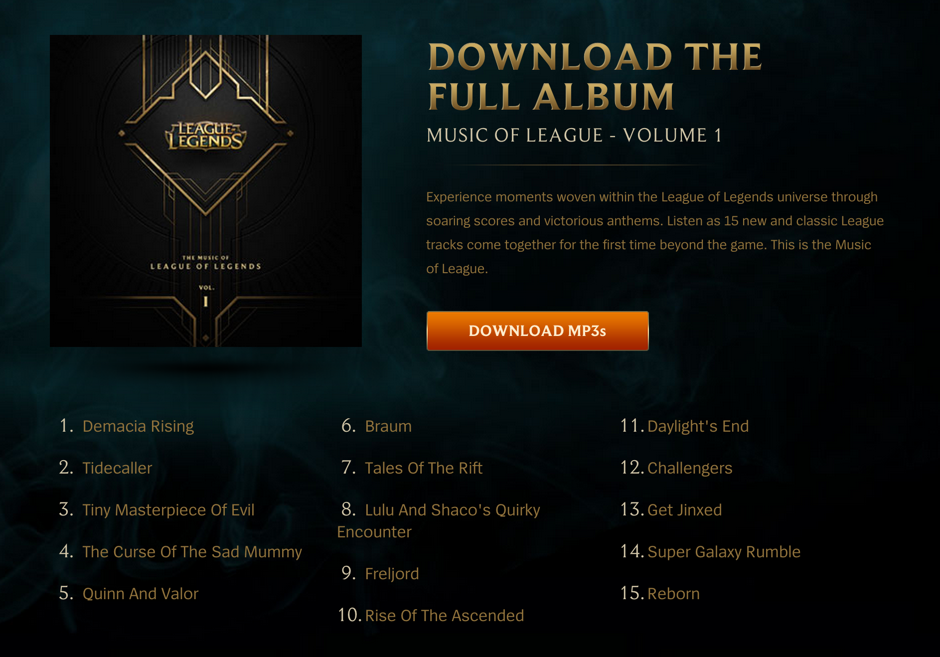 Riot Games is now offering The Music of League of Legends Vol. 1 album ...