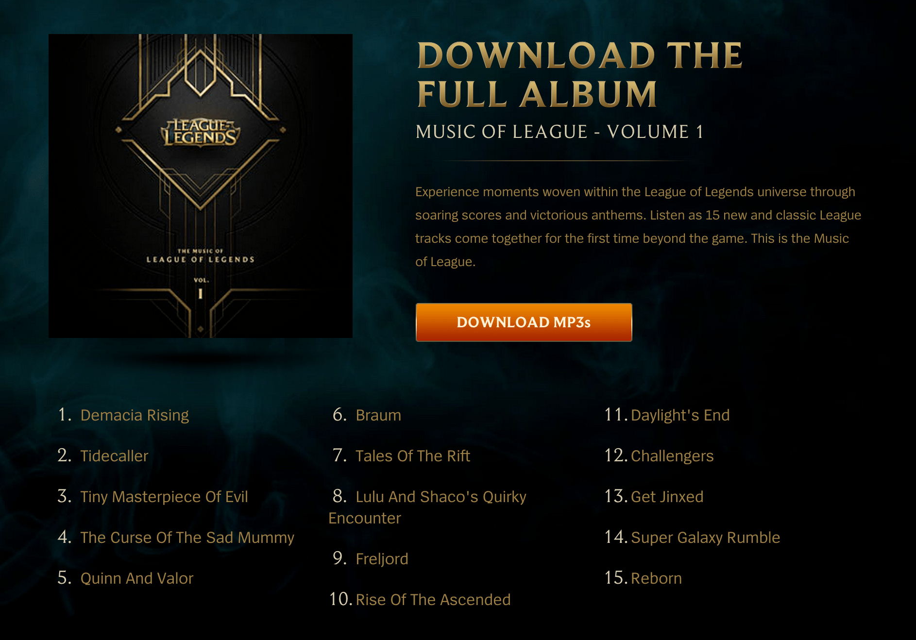 Riot Games is now offering The Music of League of Legends Vol. 1 album ...