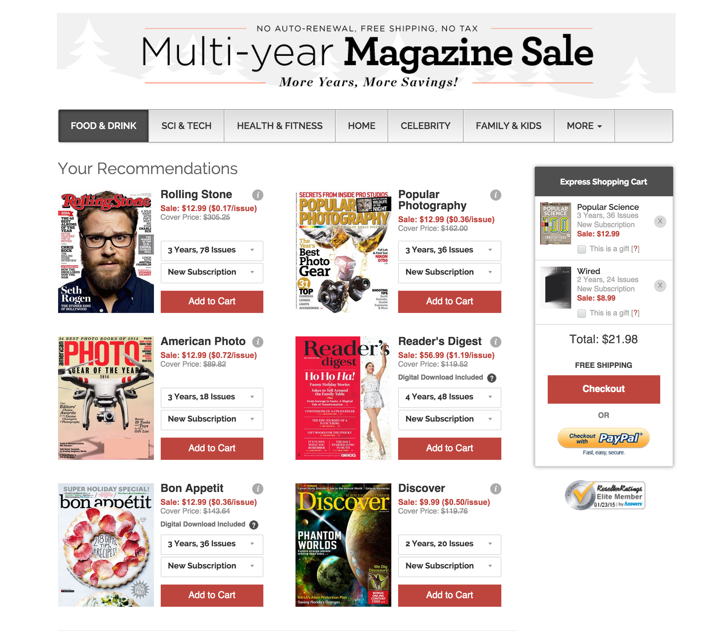 Multi-year magazine sale from $4.30 per year: Pop Science, Wired ...