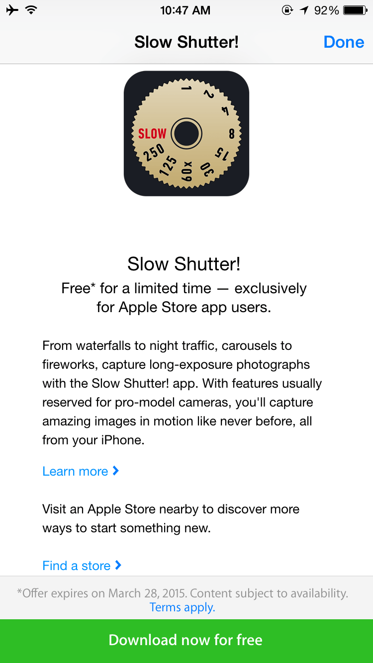 Slow Shutter! is now available for free inside the Apple Store iPhone ...