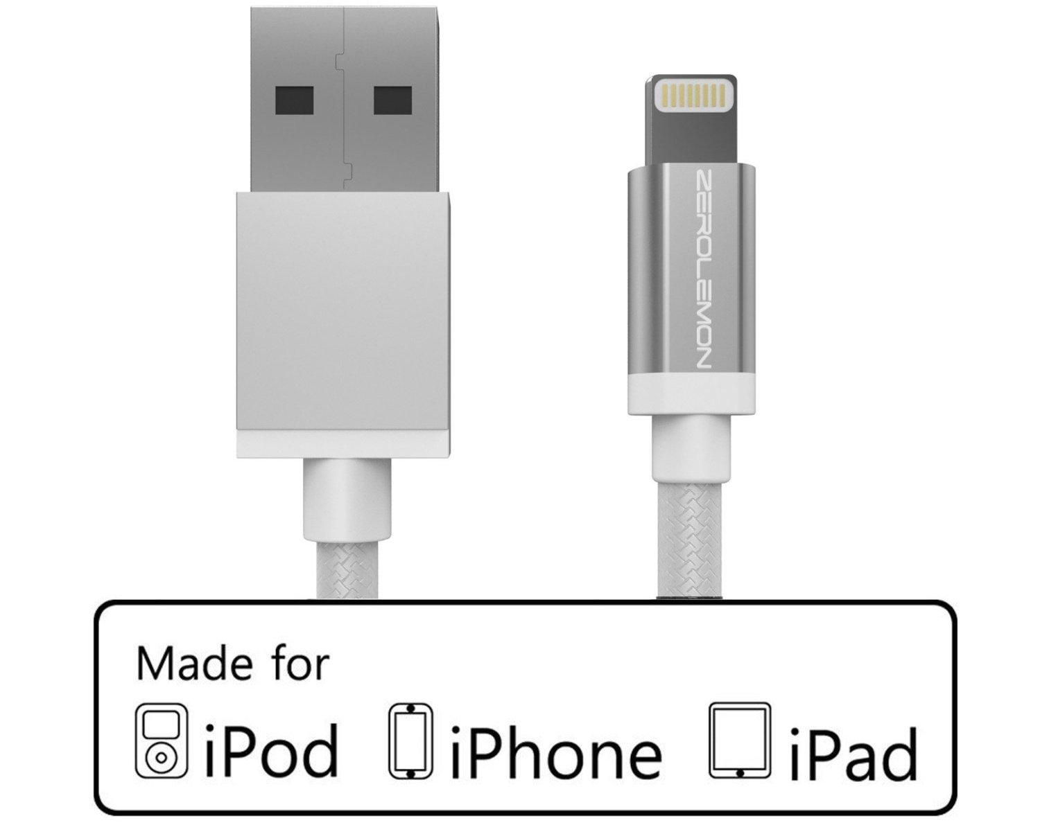 Apple-certified MFi Lightning cables: 2-Pack 1.3-ft $10, 3-ft $7, 6-ft ...