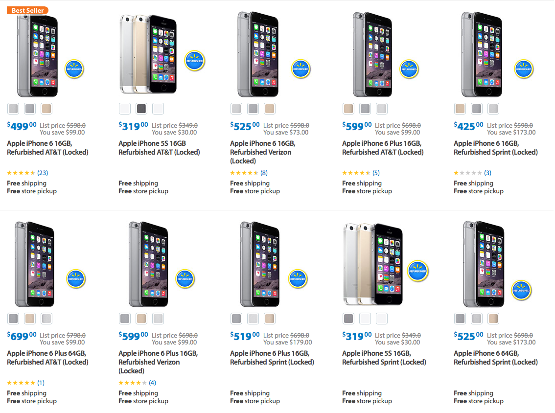 Apple iPhone 6/Plus no-contract AT&T, Sprint, and Verizon refurbished ...