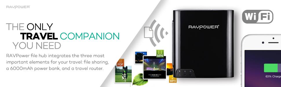 RAVPower all-in-one travel router, wireless card reader and power bank ...