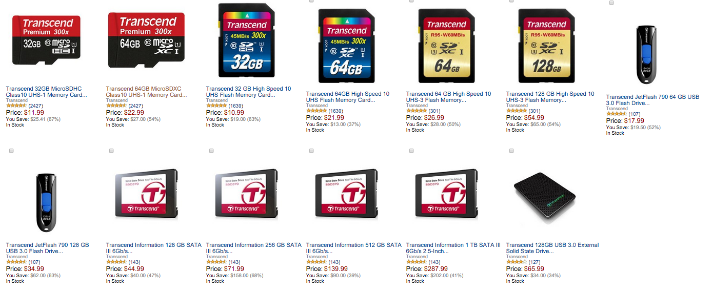 Amazon Gold Box: Transcend Micro/SD Cards, USB sticks & SSDs: $18 for ...