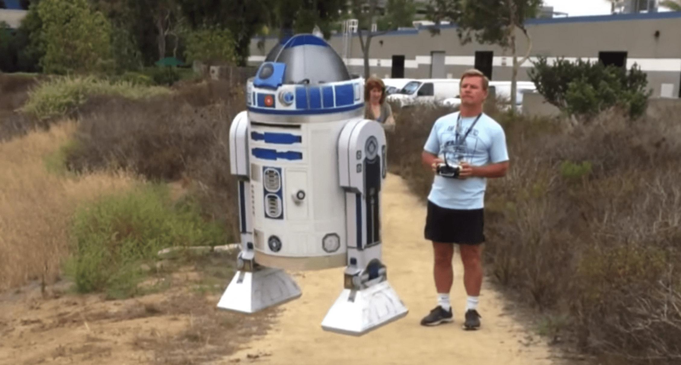 Watch this remote controlled flying R2-D2 drone take its first flight