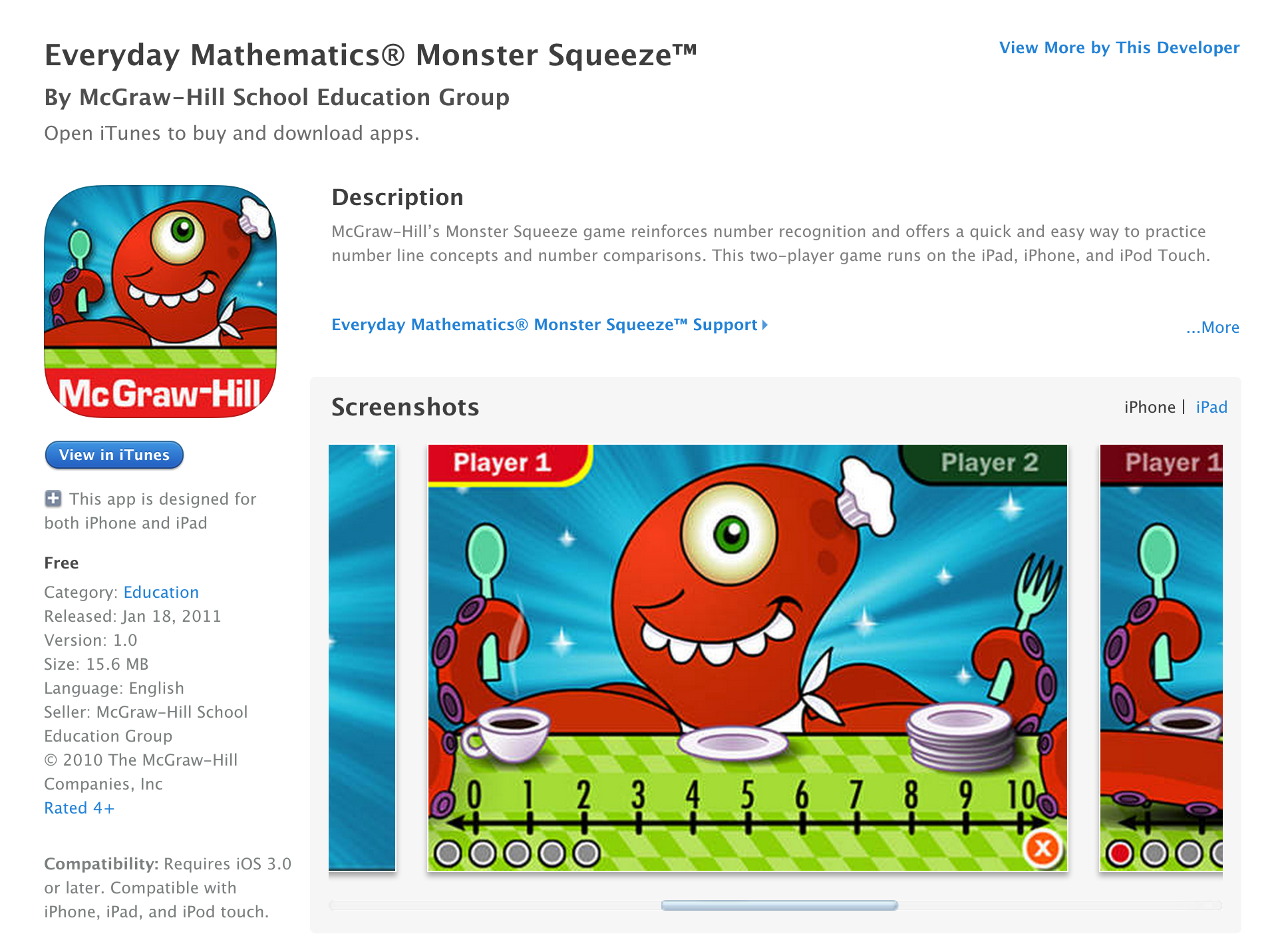 Free McGraw-Hill educational iOS apps for kids: Monster Squeeze, Beat ...