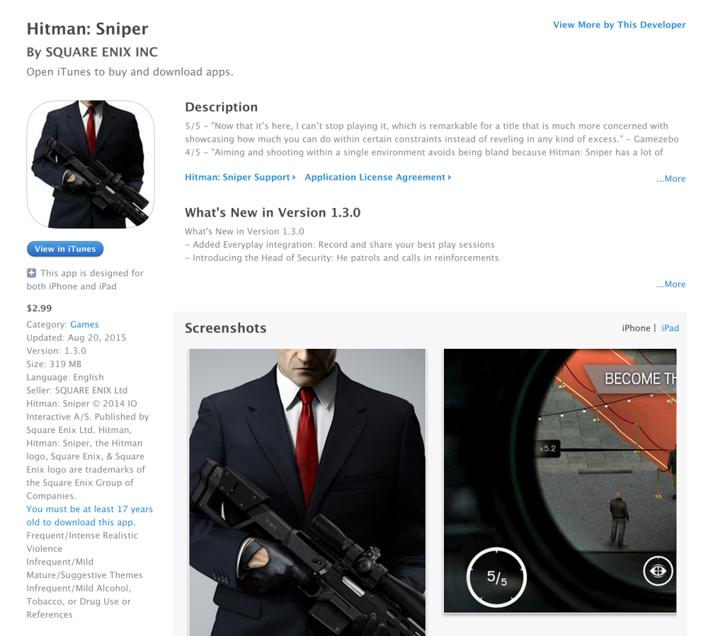 Hitman: Sniper for iOS hits its lowest price ever $3 (Reg. $5 ...