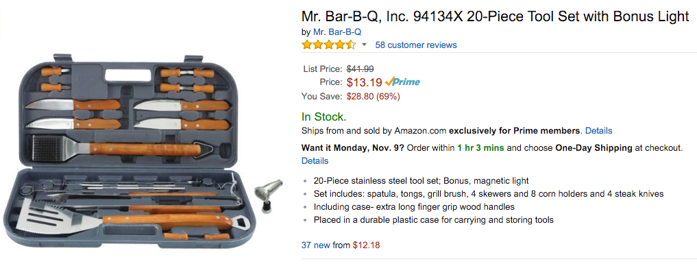 Mr. Bar-B-Q 20-Piece Tool Set with Bonus Light: $13 Prime shipped (69% off)