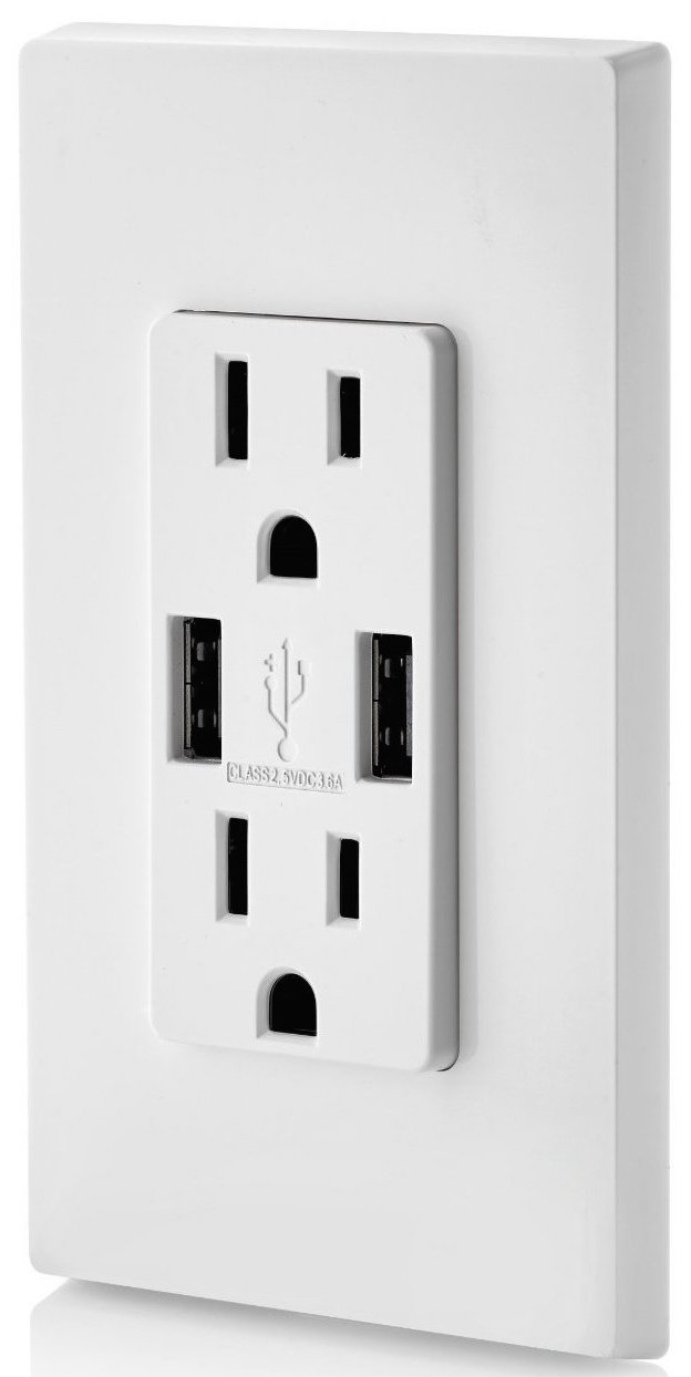 This Leviton wall outlet has a pair of powerful USB ports, get it for ...