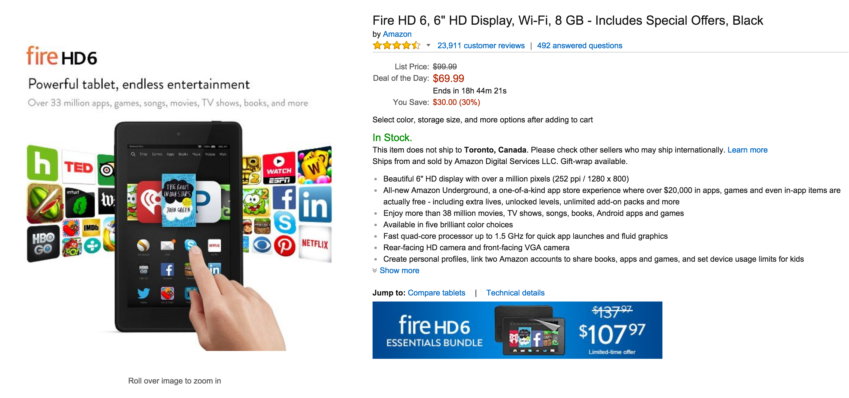 Amazon's 6-inch Fire HD Wi-Fi tablet: 8GB $70 or 16GB $90 shipped ($30 ...