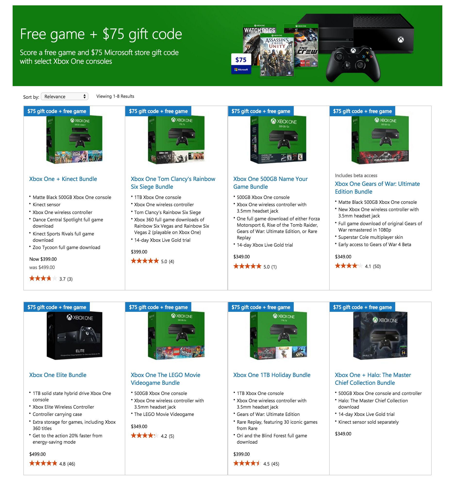 Xbox One 1TB Elite Bundle + $75 Microsoft Gift Card & 1 extra game $499 ...