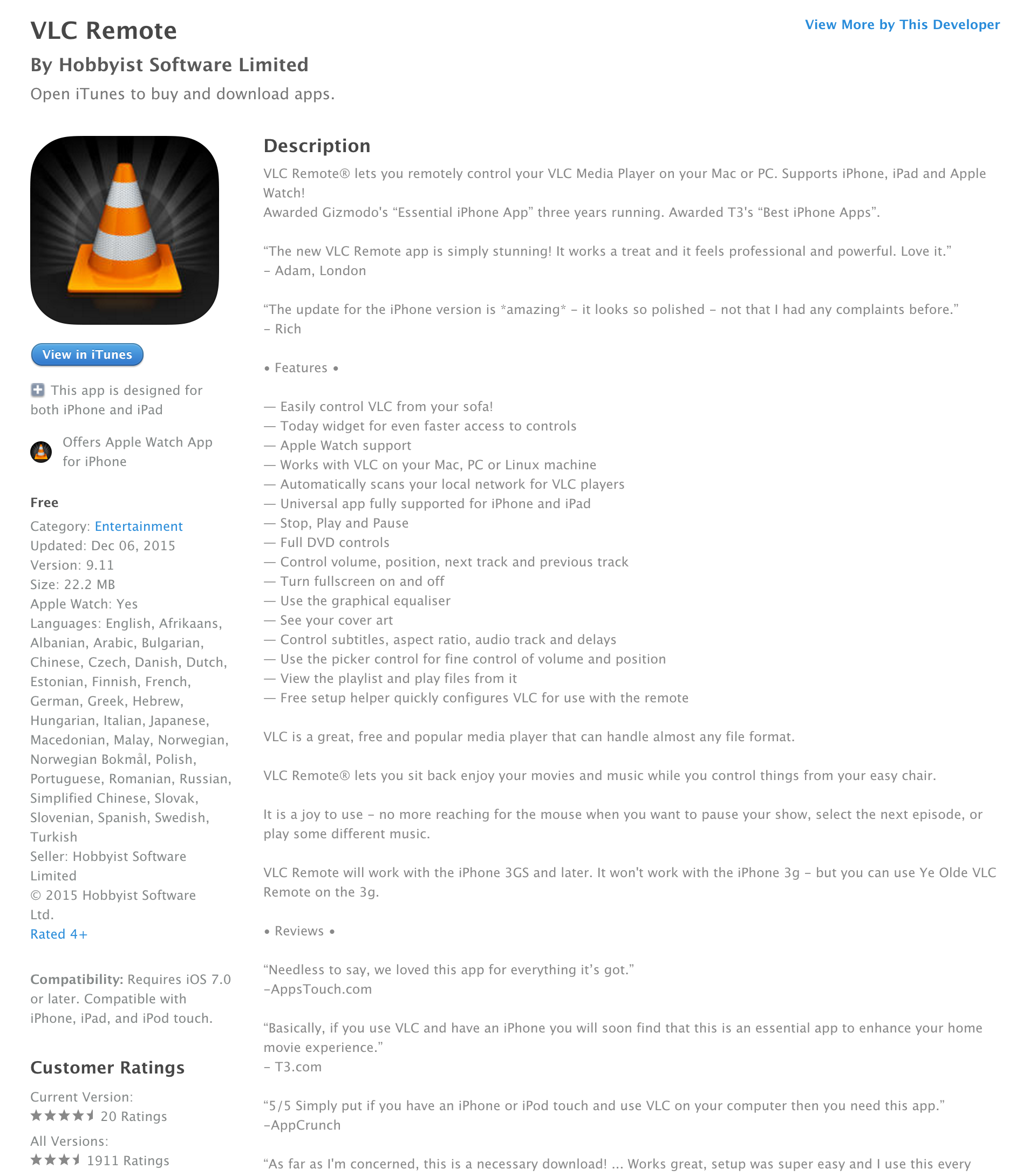 VLC's Remote app for iOS and Apple Watch goes free for the first time ...
