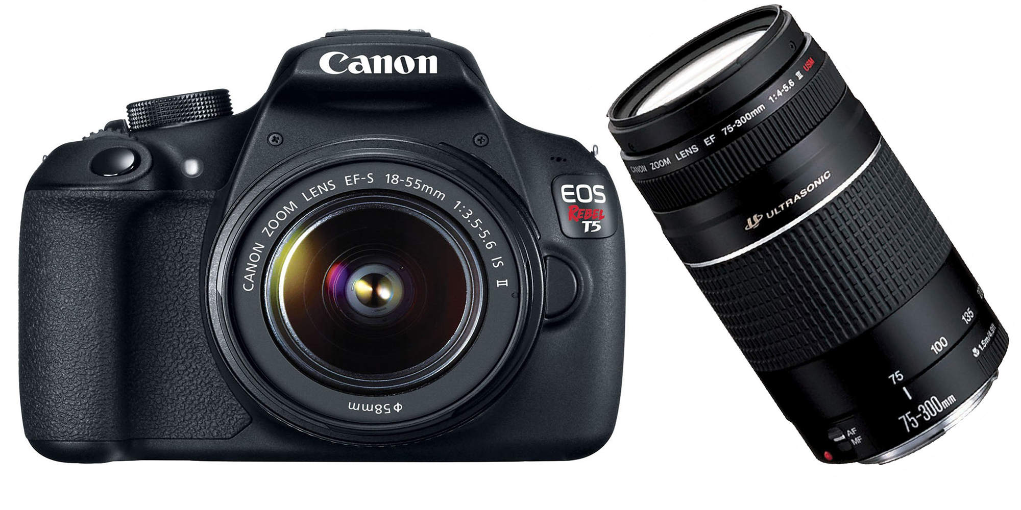 Canon Rebel T5 DSLR w/ 18-55mm & 75-300mm Lens Kit (refurb) $260 (Orig ...