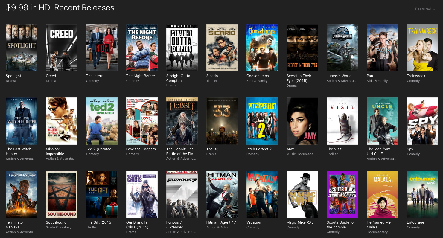 iTunes $10 HD movie downloads: Sicario, Spotlight, Creed, The LEGO ...