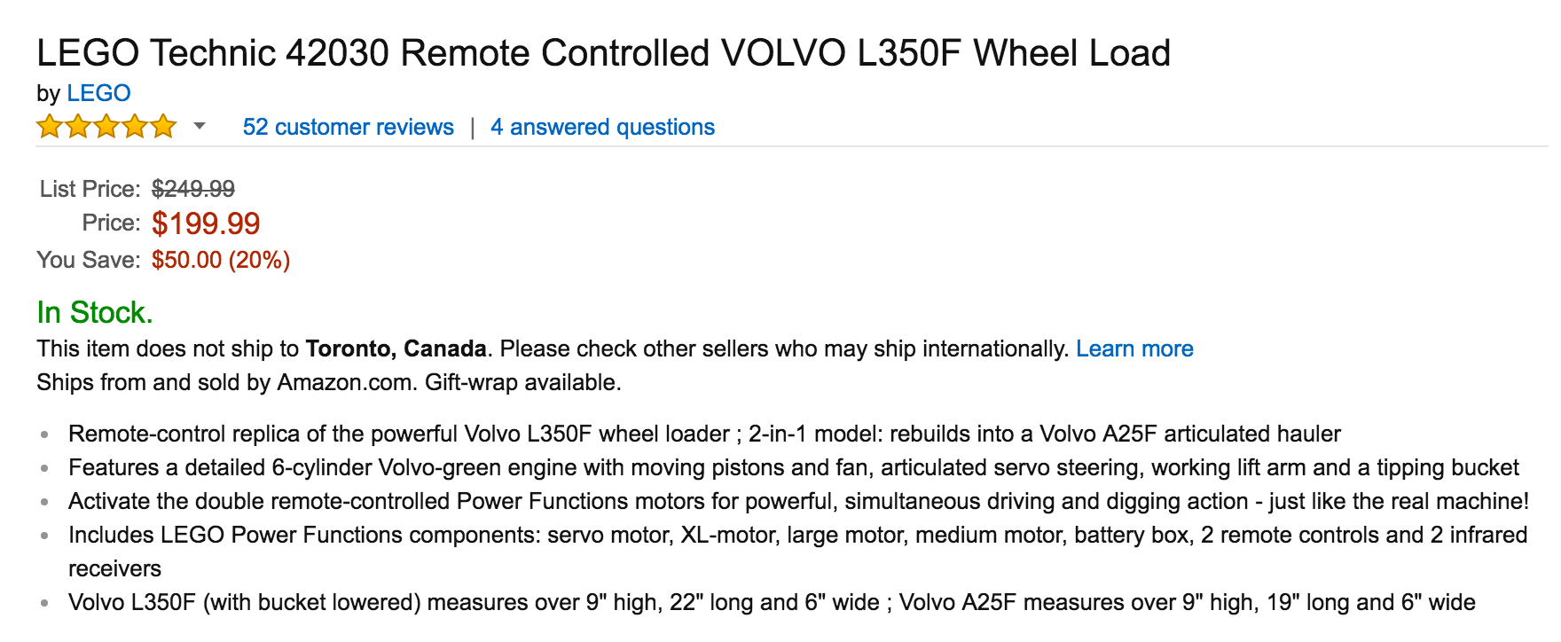 LEGO Technic Remote-Controlled 2-in-1 VOLVO Wheel Loader/Hauler $200 ...