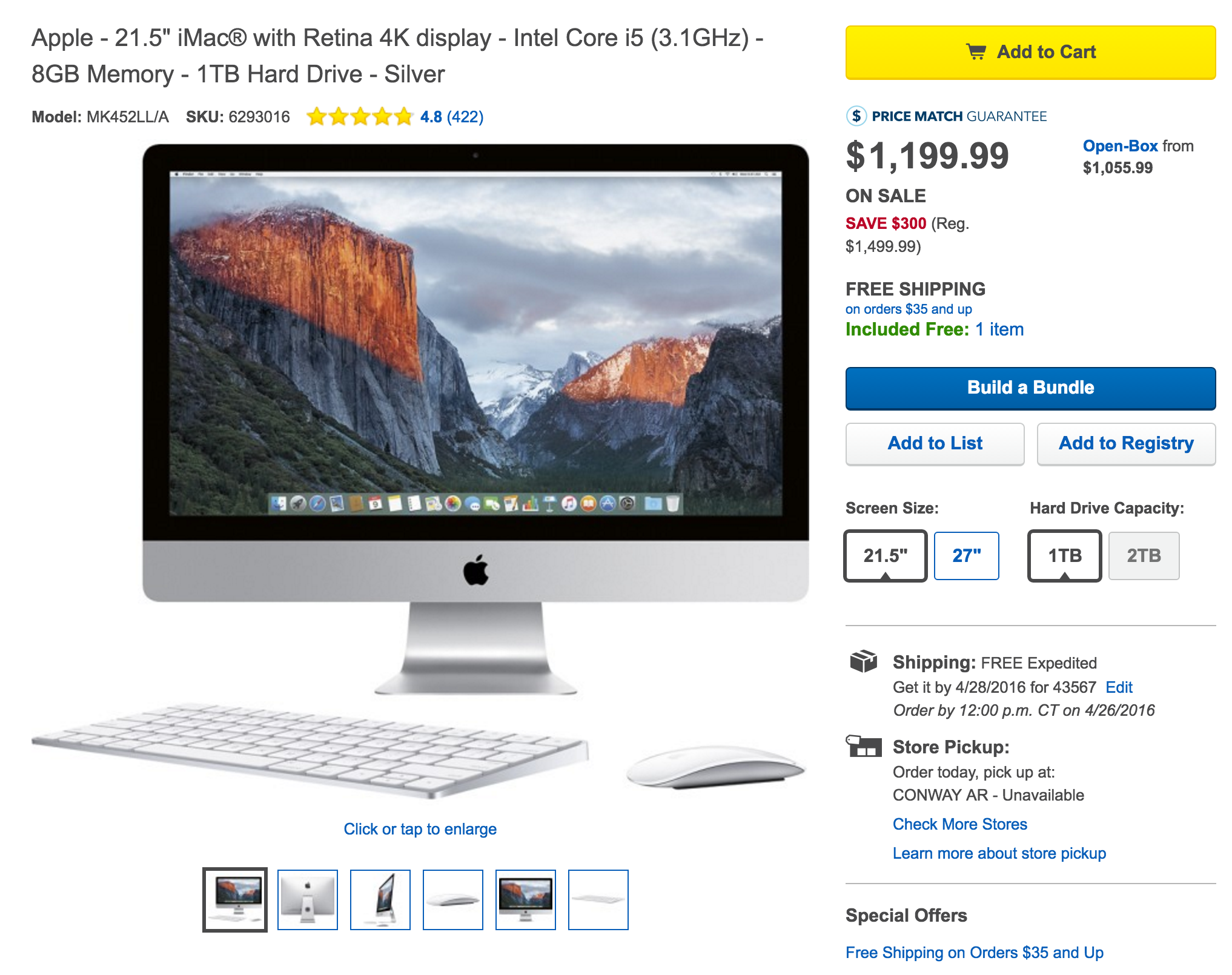 Apple 21-inch Retina 4K iMac 3.1GHz/8GB/1TB (newest version): from ...